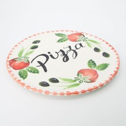 Mehrfarbiger Pizzateller mit Tomatenmotiv 32,5cm