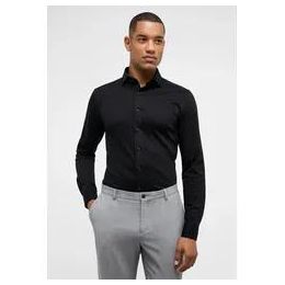 Langarmhemd Eterna "SLIM FIT", Herren, Gr. 43, Normalgr&ouml;&szlig;en, schwarz, Jersey, 100% Baumwolle, schmal, Manschette, Hemden, NON IRON (b&uuml;gelfrei)