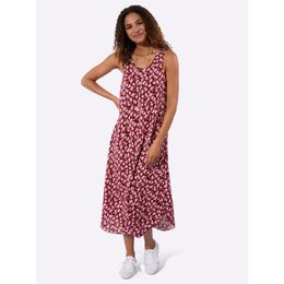 WITT Damen Druckkleid zum Reinschl&uuml;pfen, bordeaux-wei&szlig;-bedruckt, Gr&ouml;&szlig;e 36