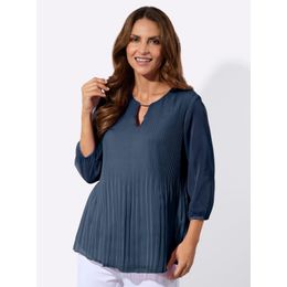 WITT Damen Longbluse mit Plissee-Falten, dunkelblau, Gr&ouml;&szlig;e 38