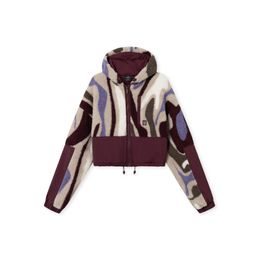 Johnny Urban Cropped Fleecejacke 'Carey' Damen Gr&ouml;&szlig;e L cappuccino / oliv / weinrot / wei&szlig;