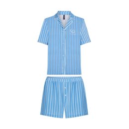 K by KARL LAGERFELD Karl Lagerfeld Pyjama Damen Gr&ouml;&szlig;e M blau / wei&szlig; Winterkleid