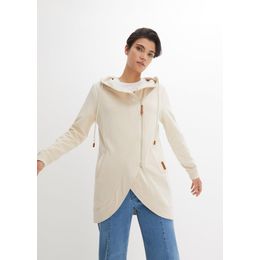 bonprix Kapuzen-Sweatjacke, beige, mit Baumwolle