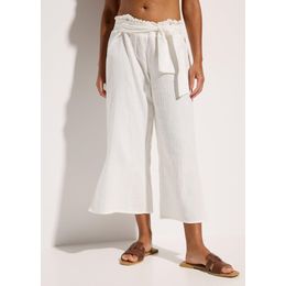 bonprix Strand Musselin 3/4-Hose, wei&szlig;, Musselin