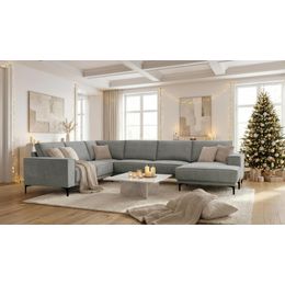 Wohnlandschaft OTTO HOME, B:342cm H:85cm T:260cm, grau, 100% Polyester, Sofas, "OLAND U-Form, XXL, B: 342 cm, Skandi-Design", Skandi-Design in