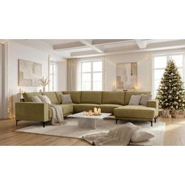 Wohnlandschaft OTTO HOME, B:342cm H:85cm T:260cm, gr&uuml;n, 100% Polyester, Sofas, "OLAND U-Form, XXL, B: 342 cm, Skandi-Design", Skandi-Design in