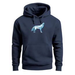 Neverless Sweatshirt 'Polygon Wolf Blau' male Blue size XS