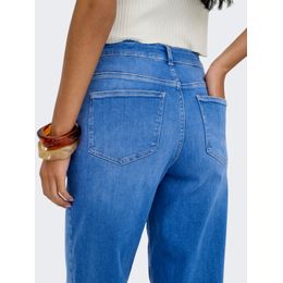 Only Damen High-waist-Jeans "ONLMADISON BLUSH HW WIDE DNM REA262 NOOS"special bright blau denim, Gr. M, unifarben, Denim/Jeans, Obermaterial: 92%