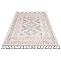 Hochflor-Teppich Carpet City, B:160cm H:20mm L:230cm, beige, Polypropylen, Teppiche, "Valencia 730", L&auml;ufer, Boho-Stil, 3D-Effekt, Relief,