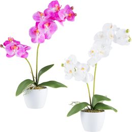 Kunstorchidee Creativ green, H:57cm, wei&szlig;, Kunststoff, Kunstpflanzen, "Orchidee Phalaenopsis", mit real-touch-Bl&uuml;ten