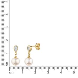 Firetti Damen Paar Ohrstecker "Schmuck Geschenk Gold 333 Ohrschmuck Ohrringe Tropfen", 6,5mm, Gelbgold 333 Perlen, gold, Gelbgold 333, Perlen,