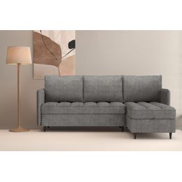 Ecksofa DOREL HOME, B:194cm H:80cm T:130cm, grau, 100% Polyester, Wohnzimmer, Sofas, "LINDHUS, L-Form, verschiedene Stellvarianten, Modulsofa",