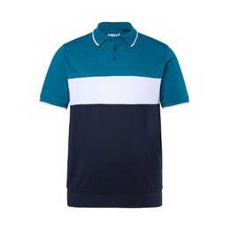 Men Plus Poloshirt Herren Gr&ouml;&szlig;e 4XL navy / cyanblau / wei&szlig;
