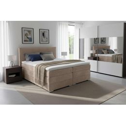 Boxspringbett Home Affaire "Romeo, Doppelbett, Polsterbett, Federkernbett, Komforbett, 160, 180 cm", portabella, B:167cm L:219cm, 100% PES, Komplettbetten, Boxspringbett, inkl. Topper, zwei Bettk&auml;sten, Taschen-Federkernmatratze, H&auml;rtegrad 4