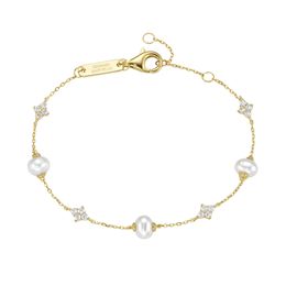 Damen Armband "S&uuml;&szlig;wasser-Perlen und Zirkonia, Silber 925", 19cm, Silber 925 (Sterlingsilber), gold, Giorgio Martello MILANO, Silber 925