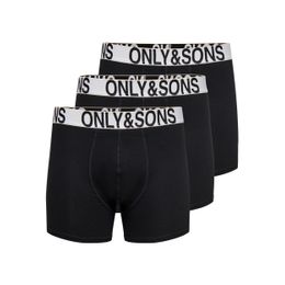 Only & Sons ONLY & SONS Herren Trunk "ONSBASIC SOLID BOXER 3PACK NOOS", Gr. Lschwarz detail:wei&szlig; bold waist schwarz logo, Jersey, Obermaterial: 95% Baumwolle, 5%