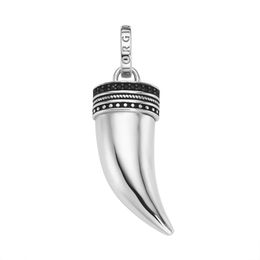 Herren Kettenanh&auml;nger "Zahn mit schwarzen Spinellen, Silber 925", 4,5cm, Silber 925 (Sterlingsilber), silber, Giorgio Martello MILANO, Silber 925