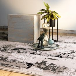Teppich Kayoom, B:120cm H:13mm L:170cmgrau, Polyester, Wohnzimmer, Teppiche, "Peones 134", Kurzflor, Vintage, Modernes Muster,