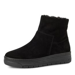 Tamaris Damen Winterboots, Gr. 38schwarz, Veloursleder, unifarben, Schuhe, Plateau, Winterstiefelette mit zweckm&auml;&szlig;igem Rei&szlig;verschluss