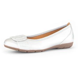 Gabor Damen Ballerina, Gr. 39, silber, Glattleder, metallic, Schuhe, flache Schuhe, Slipper mit Hovercraft Luftkammern-Laufsohle