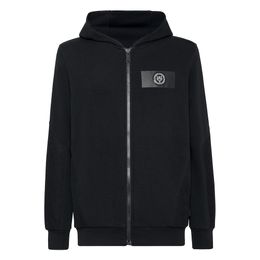 Plein Sport Zip-Up Hoodie male Black size 5XL