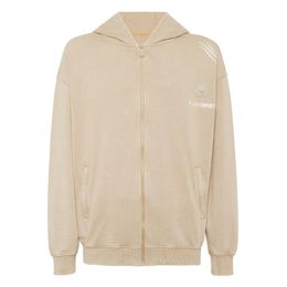 Plein Sport Zip-Up Hoodie male Beige size XXXL