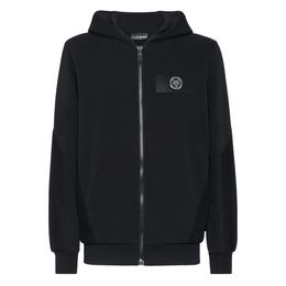 Plein Sport Zip-Up Hoodie male Black size 4XL