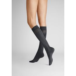 Hudson Damen Feinkniestr&uuml;mpfe "Kniestrumpf Simply 40 2-Pack", Gr. 35, grau, Obermaterial: 95% Polyamid PA. 5% Elasthan EL., Socken