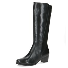 Caprice Damen Stiefel, Gr. 37, schwarz, Leder, Textil, Schuhe, Blockabsatz, Langschaftstiefel in klassischer Eleganz