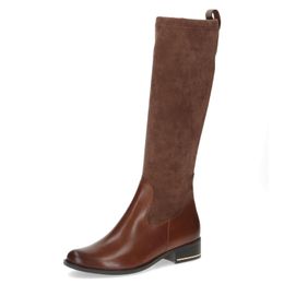 Caprice Damen Stiefel, Gr. 37,5cognac, Leder, Textil, Schuhe, Blockabsatz, Langschaftstiefel, Businessstiefel, bequeme Weite