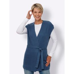 Classic Basics Damen Strickweste, blau, Gr. 42, unifarben, 100% Polyacryl, Westen