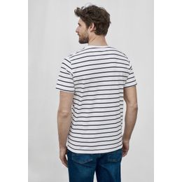 Street One MEN Herren T-Shirt, wei&szlig;, Gr. L, gestreift, Web, 100% Baumwolle, Shirts, aus reiner Baumwolle
