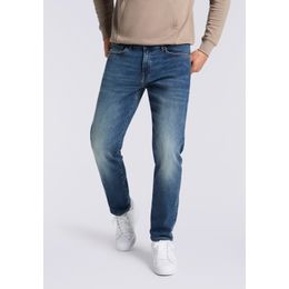 Regular-fit-Jeans BOSS Orange "RE.MAINE BO", Herren, Gr. 33, L&auml;nge 32, blau (navy411), Denim/Jeans, Obermaterial: 92% Baumwolle, 6% Polyester, 2% Elasthan, unifarben, regular fit lang, Jeans, mit BOSS-Lederbadge