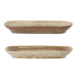 Bloomingville Teller Willow 2er Set aus Steingut 14 x 10 x 3 cm, mehrfarbig skandinavische Deko Online Shop
