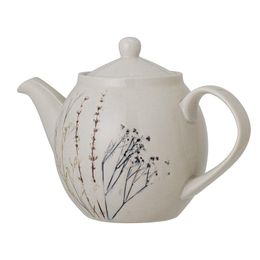 Bloomingville Teekanne Bea aus Steingut 1200 ml, &Oslash; 13,5 cm, H&ouml;he 17 cm, natur skandinavische Deko Online Shop