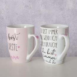 Boltze Becher beste Mama, 2er Set 11 cm, Hellrosa, Schwarz, Wei&szlig; skandinavische Deko Online Shop