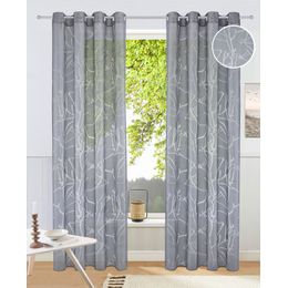 Gardine OTTO HOME, B:140cm H:145cm, grau, Ausbrenner, Polyester, Viskose, Wohnzimmer, Gardinen, "Anna", Bestseller, &Auml;ste-Motiv, Viskose, Polyester