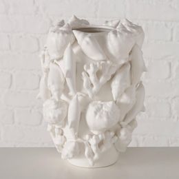 Boltze Vase Shell 23,5 cm, &Oslash; 17,5 cm Wei&szlig; skandinavische Deko Online Shop