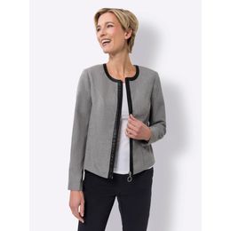 Classic Basics Damen Jackenblazer "Blazer", grau, Gr. 40, 100% Polyester, Lederimitat:100% Polyester, Blazer