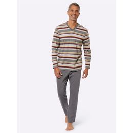 Damen Schlafanzug, Gr. 44, grau, 100% Baumwolle, Homewear-Sets