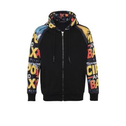 Cipo & Baxx CIPO & BAXX Herren Strickjacke "CL589"schwarz, Gr. M, bedruckt, Feinstrick, 70% Baumwolle, 30% Polyester, Strickjacken, mit knalligen Comic-Grafiken