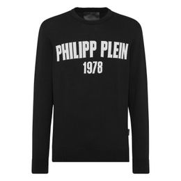 Philipp Plein Herren Rundhalspullover "Rundhalspullover"02, schwarz, Gr. S, Obermaterial: 80% Baumwolle, 20% Wolle, Pullover