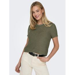 Only Damen Kurzarmpullover "ONLSUNNY S/S PULLOVER NOOS KNT", gr&uuml;n, Gr. L, unifarben, Strick, Obermaterial: 55% Polyacryl, 45% Nylon, Pullover,