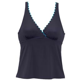 Lascana Damen B&uuml;gel-Tankini-Top "Camilla", blau, Gr. 42, kontrastfarbene Details, unifarben, Polyamid, Bikini-Oberteile, mit Farbkontrast