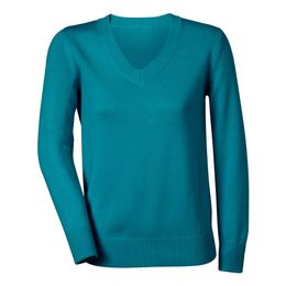 Casual Looks Damen V-Ausschnitt-Pullover "Pullover", blau, Gr. 36, meliert, unifarben, 50% Baumwolle, 50% Polyacryl, Pullover