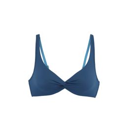 active by Lascana LASCANA ACTIVE Damen B&uuml;gel-Bikini-Top "Oceana", blau, Gr. 42, Recycling-Polyamid, Bikini-Oberteile, mit Knotenoptik vorn