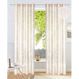 Gardine OTTO HOME, B:140cm H:145cm, beige, Ausbrenner, Polyester, Viskose, Wohnzimmer, Gardinen, "Anna", Bestseller, &Auml;ste-Motiv, Viskose, Polyester