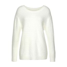 Lascana Damen Rundhalspullover, beige, Gr. 32, unifarben, Strick, Obermaterial: 68% Polyamid, 31% Polyacryl, 1% Elasthan, Pullover, mit