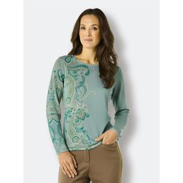 Damen Strickpullover "Merino-Lyocell-Pullover"salbei, sesam, bedruckt, Gr. 40, CREATION L PREMIUM, Paisley, bedruckt, gemustert, mehrfarbig, 70%