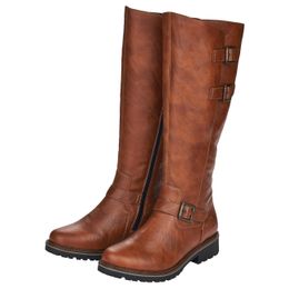 Remonte Damen Winterstiefel, Gr. 40, braun, Lederimitat, Schuhe, Blockabsatz, Langschaftstiefel, Wechselfu&szlig;bett, XL-Schaft